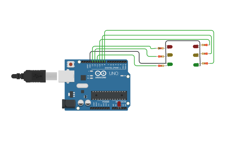 Circuit design Semáforo - Tinkercad