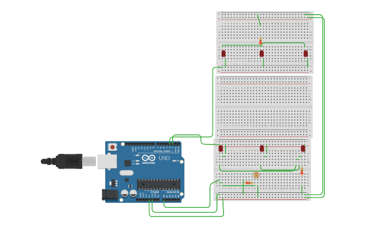 Circuit design smart street light - Tinkercad