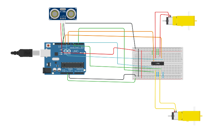 Circuit design obstacle avoidance using ultrasonic sensor - Tinkercad