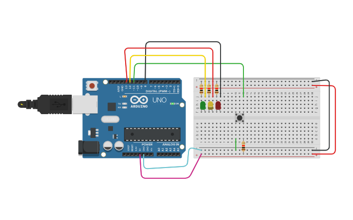 Circuit design Светофор - Tinkercad
