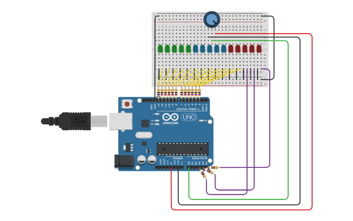 Circuit design F1 LED Tachometer Display - Tinkercad