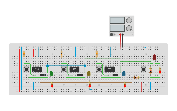 Circuit design Reaction Time Game - Tinkercad