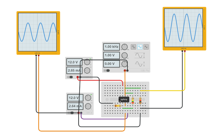 Circuit Design Non Inverting Amplifier Tinkercad