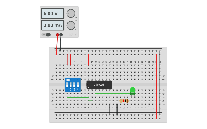 Circuit design not gATE USING NAND - Tinkercad