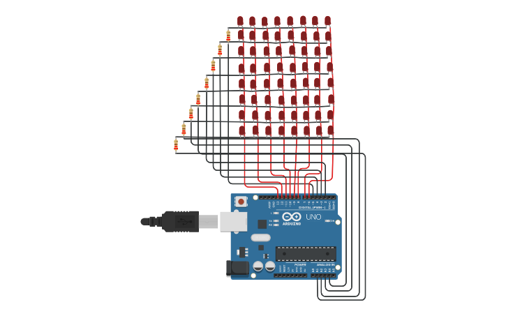 Circuit design DOT Matrix - Tinkercad