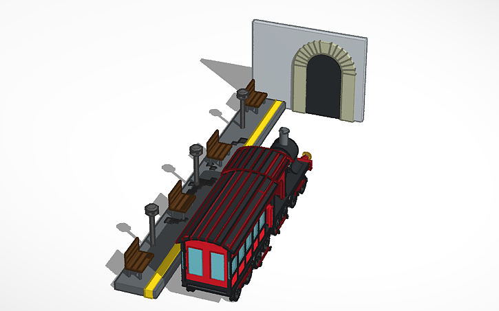 3D design Train Station - Tinkercad