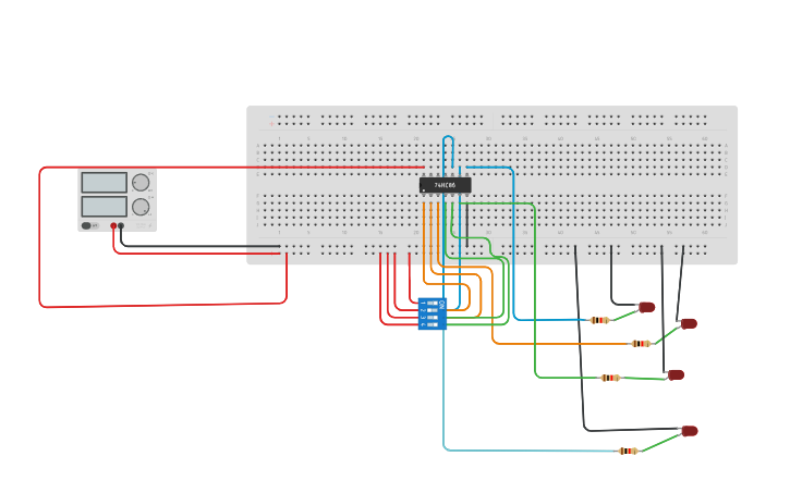 Circuit design Binary To GrayCode | Tinkercad