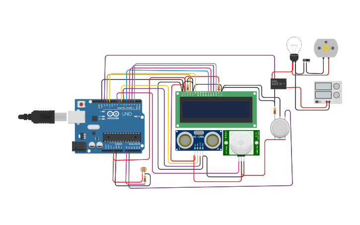 Circuit design smart home automation - Tinkercad