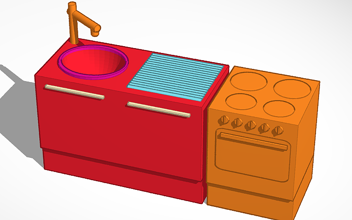 3D design Puppenküche - Dollhouse Kitchen 1/10 | Tinkercad