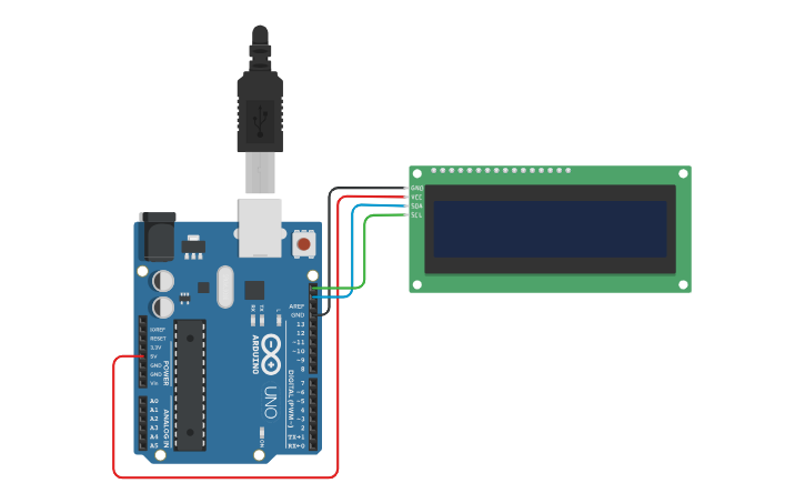 Circuit design LCD Display Example - Tinkercad