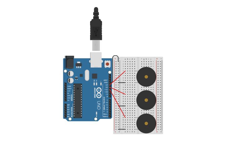 Circuit design toneMultiple Piezo Code Practice - Tinkercad