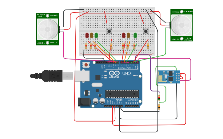 Circuit design Traffic Control System for Smart City - Tinkercad