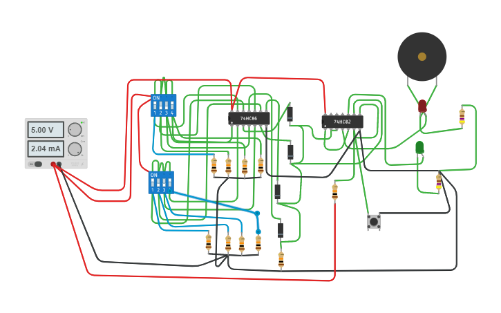 Circuit design Access Control with XOR and NOR gates and 2 DIP switches ...