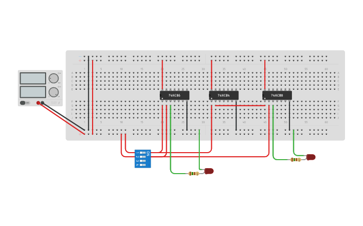 Circuit design Half Subtractor - 106120068 | Tinkercad