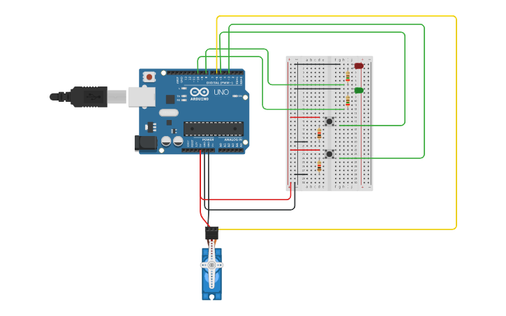 Circuit design Sweets Counter with Servo | Tinkercad