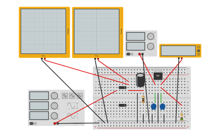 Circuit design Pratica 11 - Fonte DC - Exemplos - Tinkercad