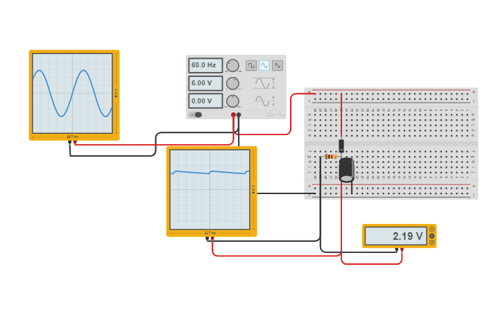 Circuit design Half Wave Rectifier with Filter - Tinkercad