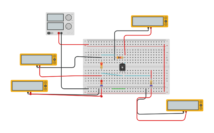 Circuit design voltage divider bias of BJT - Tinkercad Circuit design voltage divider bias of BJT - Tinkercad