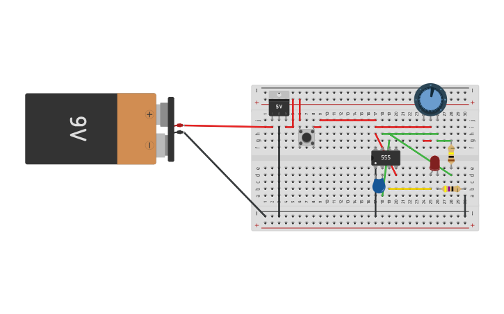 Circuit Design Blinking Led Using 555 Tinkercad