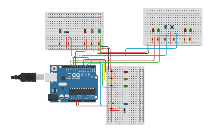 Circuit design trafic light - Tinkercad Circuit design trafic light - Tinkercad