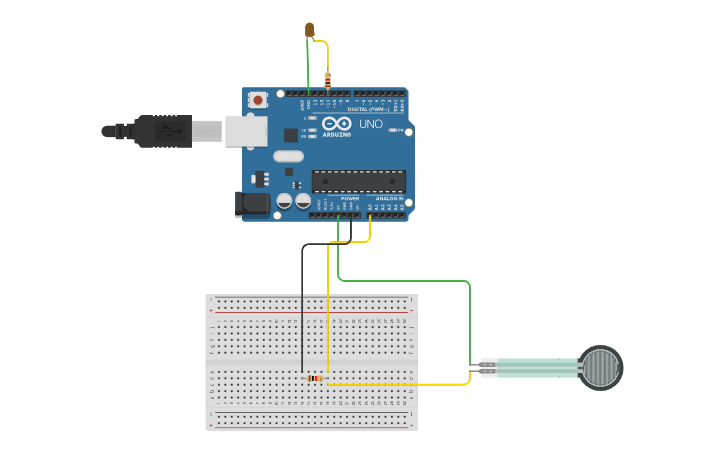 Circuit design Force Sensitive resistor | Tinkercad