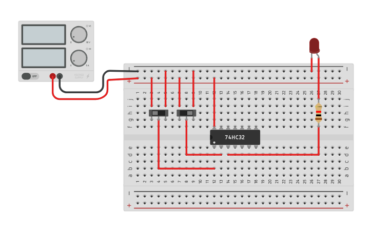 Circuit design OR Gate Implementation - Tinkercad