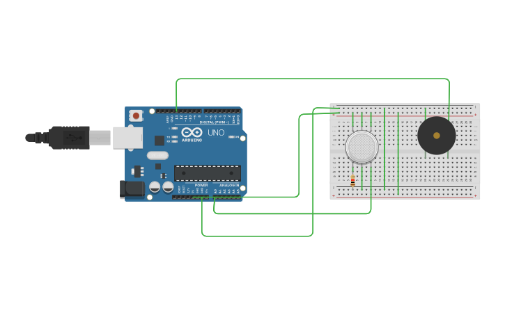 Circuit design Sensor de gas | Tinkercad