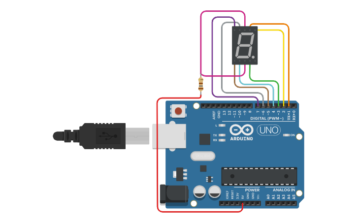 Circuit design 7 segments new code | Tinkercad