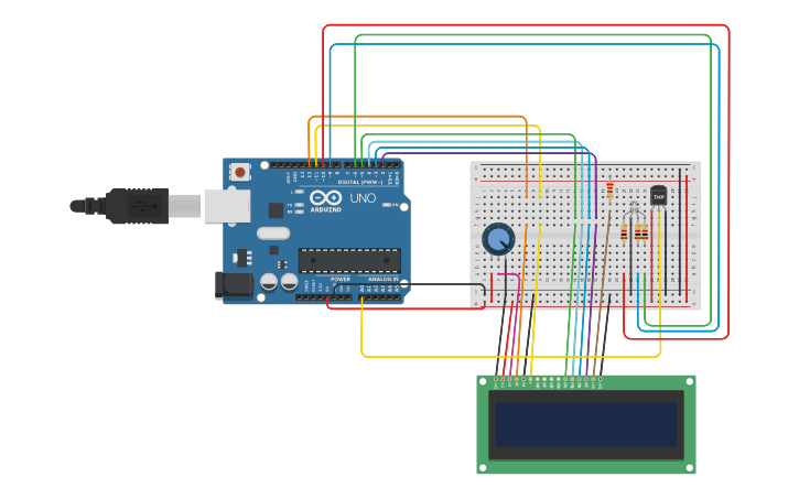 Circuit design Temperature RGB LED - Tinkercad