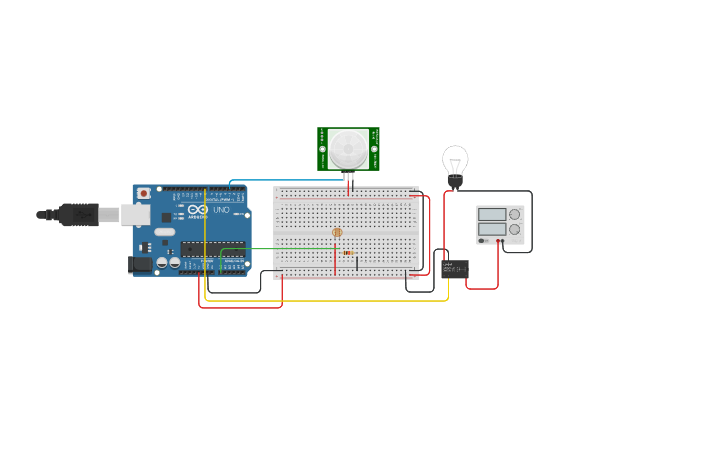 Circuit design automatic room light system - Tinkercad
