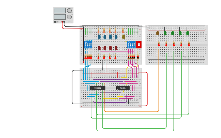 Circuit design 4 Bit ADDER SUBTRACTOR - Tinkercad