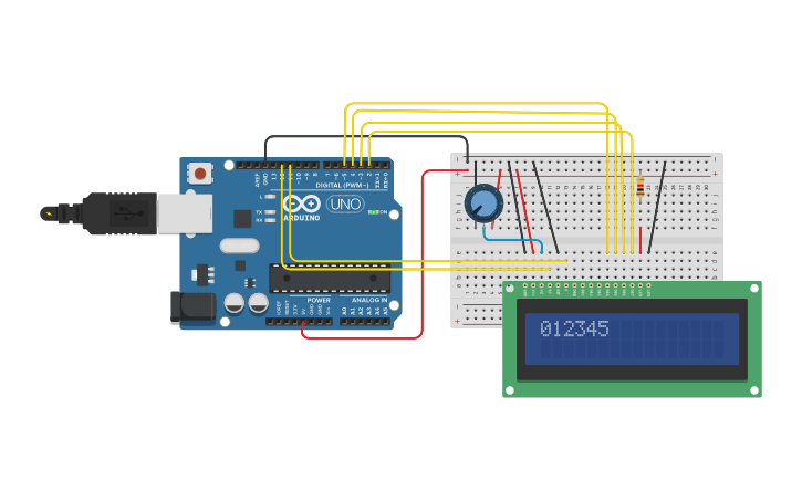Circuit Design Lcd 1602 Autoscroll Tinkercad