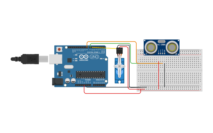 Circuit design automatic dustbin - Tinkercad