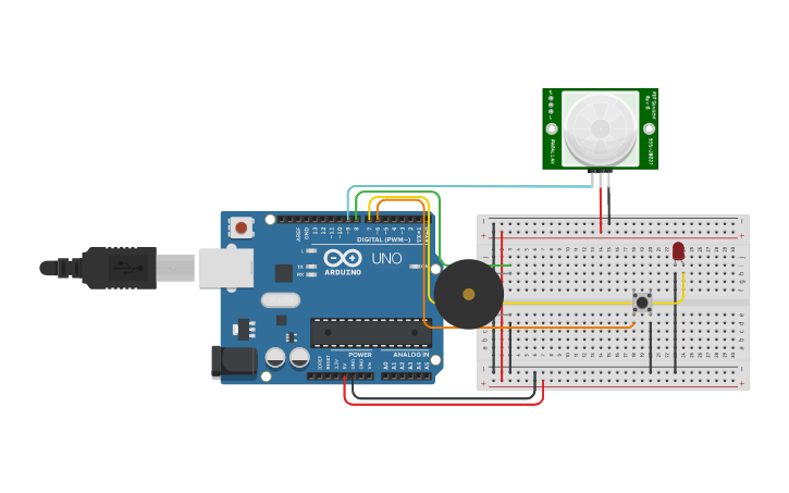 Circuit design Práctica # 26. Sensor de presencia y movimiento PIR ...