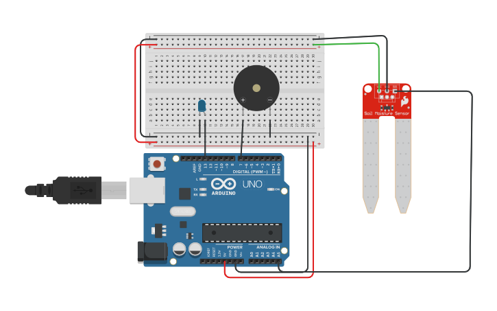 Circuit design smart plant irrigation system - Tinkercad