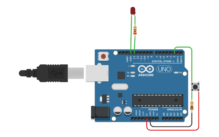 Circuit design Button Interrupt - Tinkercad