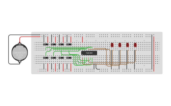 Circuit design Activity #6 - 4-BIT ADDER - Tinkercad