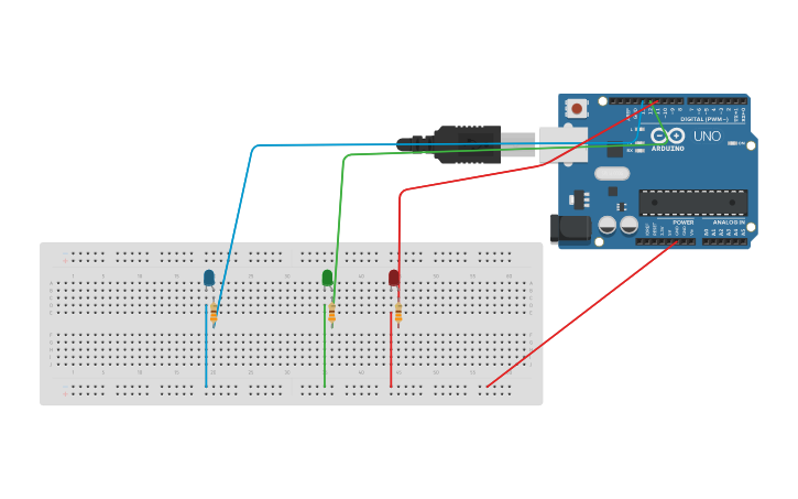 Circuit design Multiple Lights - Tinkercad