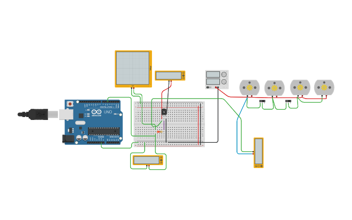 Circuit design Arduino y motores | Tinkercad