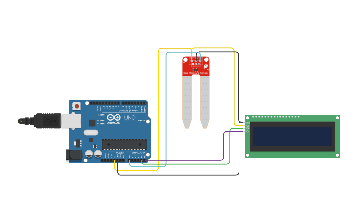 Circuit design Arduino Pendeteksi Kelembapan Tanah - Tinkercad Circuit design Arduino Pendeteksi Kelembapan Tanah - Tinkercad