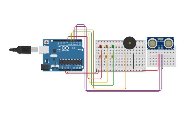 Circuit design Water level detector - Tinkercad