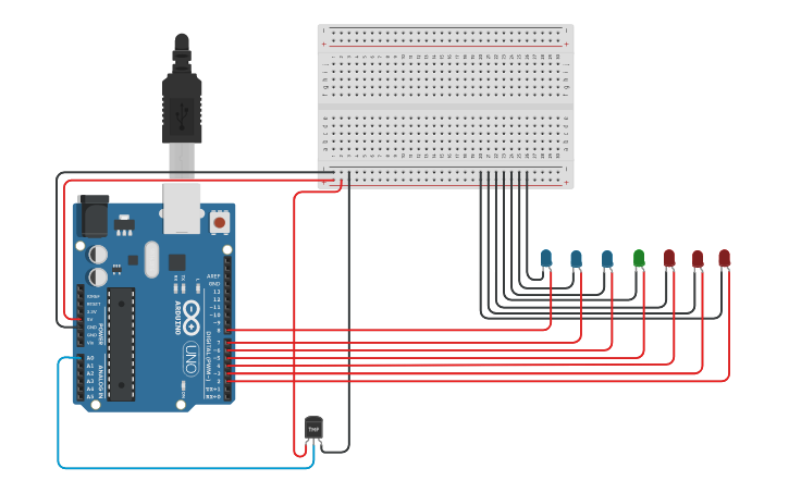 Circuit Design Temp Indicator Tinkercad