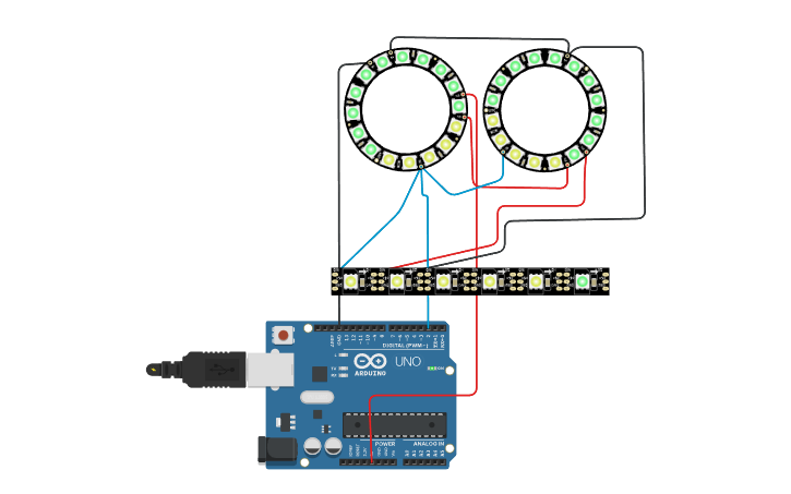 Circuit design neo pixel - Tinkercad