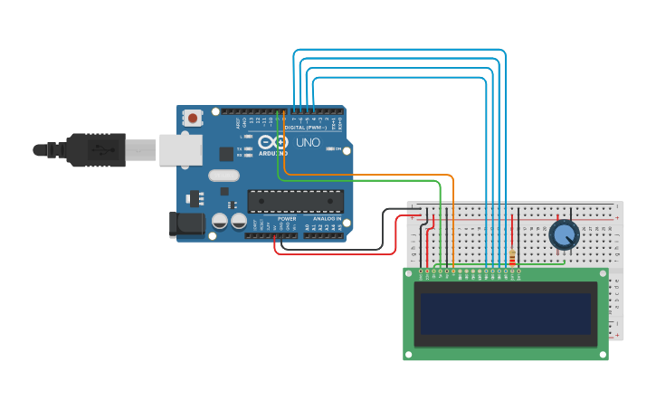 Circuit design LCD 16 x 2 - Tinkercad Circuit design LCD 16 x 2 - Tinkercad