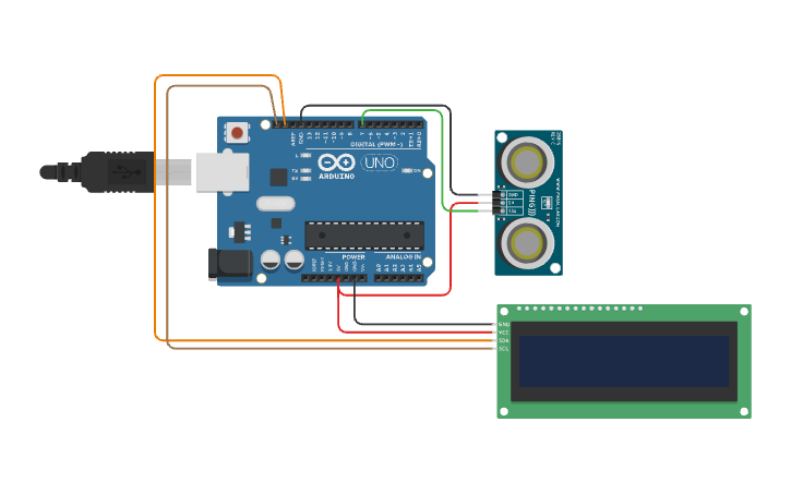 Circuit design LCD and Grove Ultrasonic Distance Sensor by Nutthapat ...