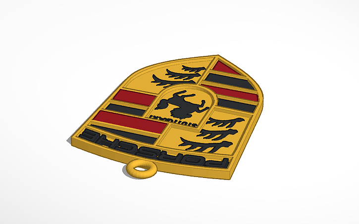 3D design Porsche Logo Keychain - Tinkercad
