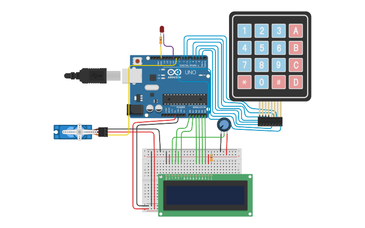 Circuit design Keypad Door Lock - Tinkercad