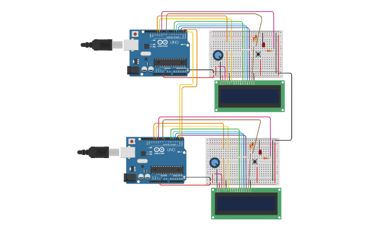 Circuit Design Serial Communication Using Two Arduino Tinkercad