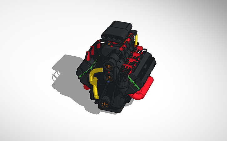 3D design Double Throttle V8 Engine - Tinkercad
