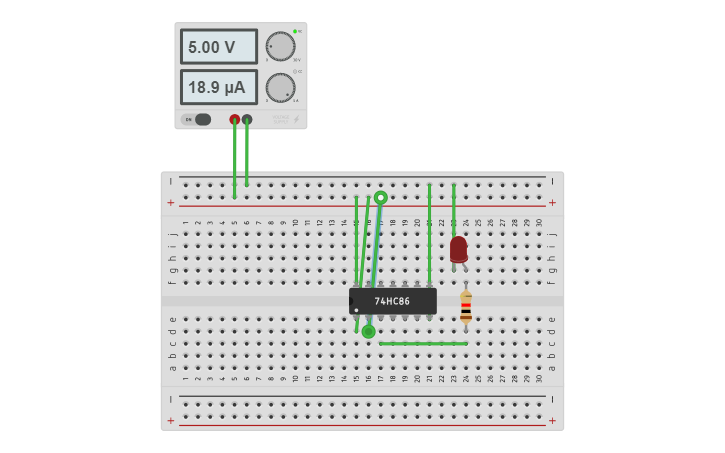 Circuit design CSO Lab1 IC 74HC86 | Tinkercad